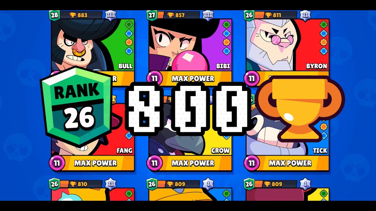 All Brawlers Rank 26 (800 Trophies) | Brawl Stars - YouTube