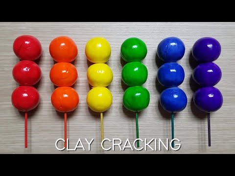ASMR Rainbow Dango clay cracking 천사점토 무지개 당고 점토 부수기🍡 クレイクラッキング - YouTube