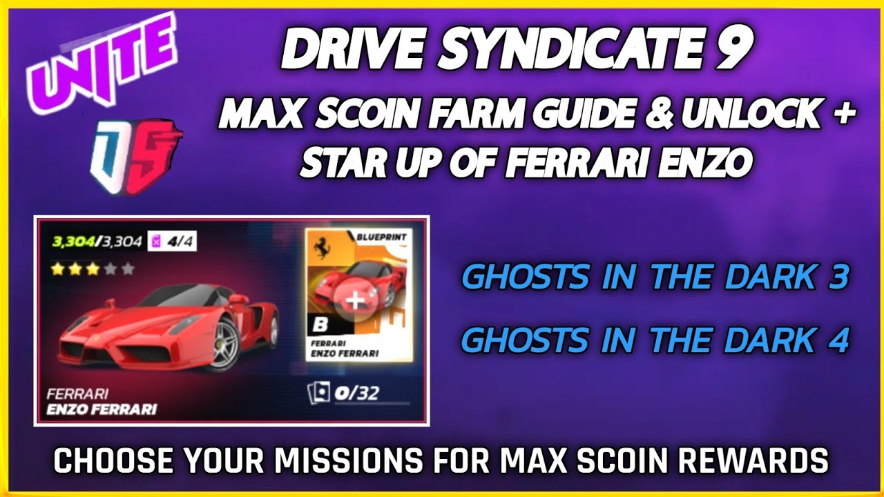 Drive Syndicate 9 | Max scoin farm guide | Enzo unlock star up ...