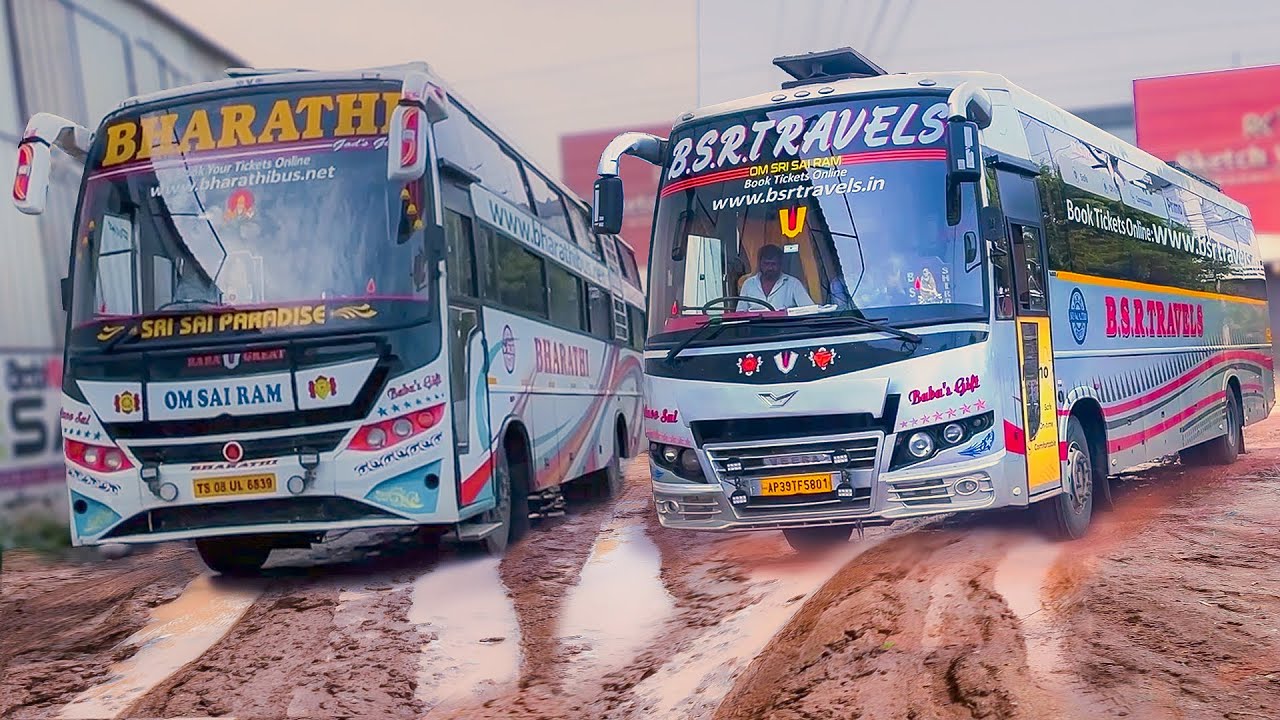 Volva Bus Drives On Mud Roads | Extreme Bus Driving | Super luxury Bus ...