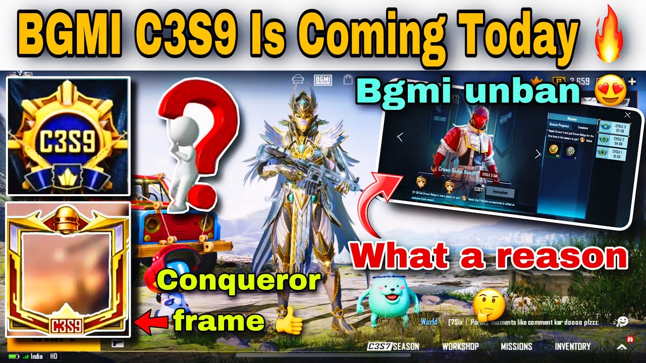 BGMI new season C3S9 is Coming | BGMI new season Conqueror Frame | BGMI ...