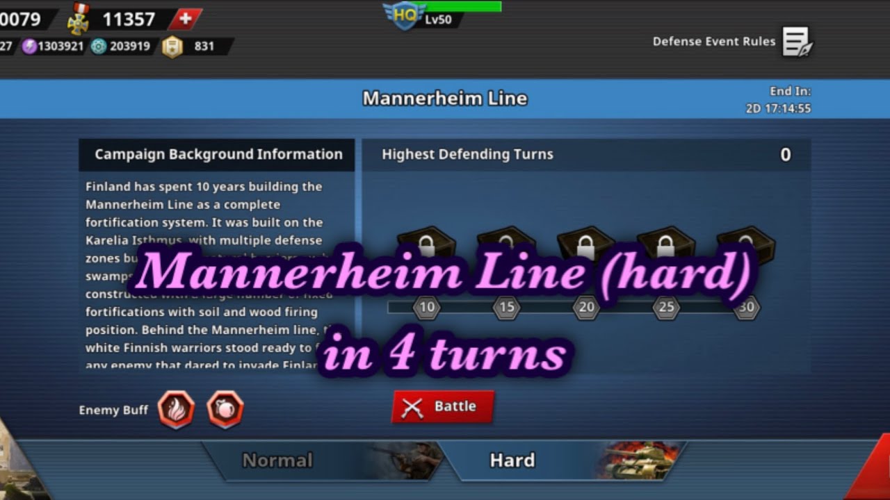 Mannerheim Line (hard)in 4 turns/曼納海姆困難4回合速通/世界征服者4/世界の覇者4/world ...