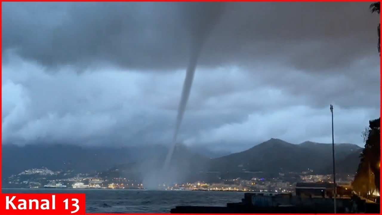 Devastating tornado struck the coast of Palermo in Italy, caused the ...