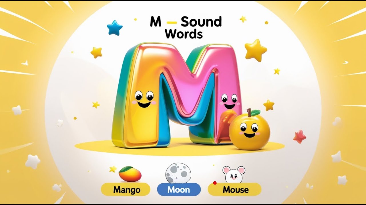 Learn the Phonic Sound of Letter M | M Sound Words for Kids | Bubble ...