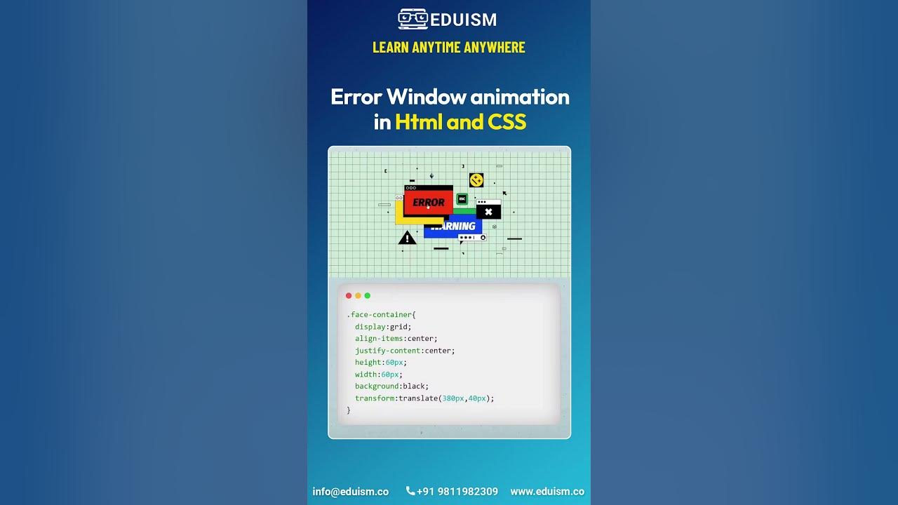 Error Window Animation In Html And Css Css Html Javascript Js Cssbeginners Data Ai Ml