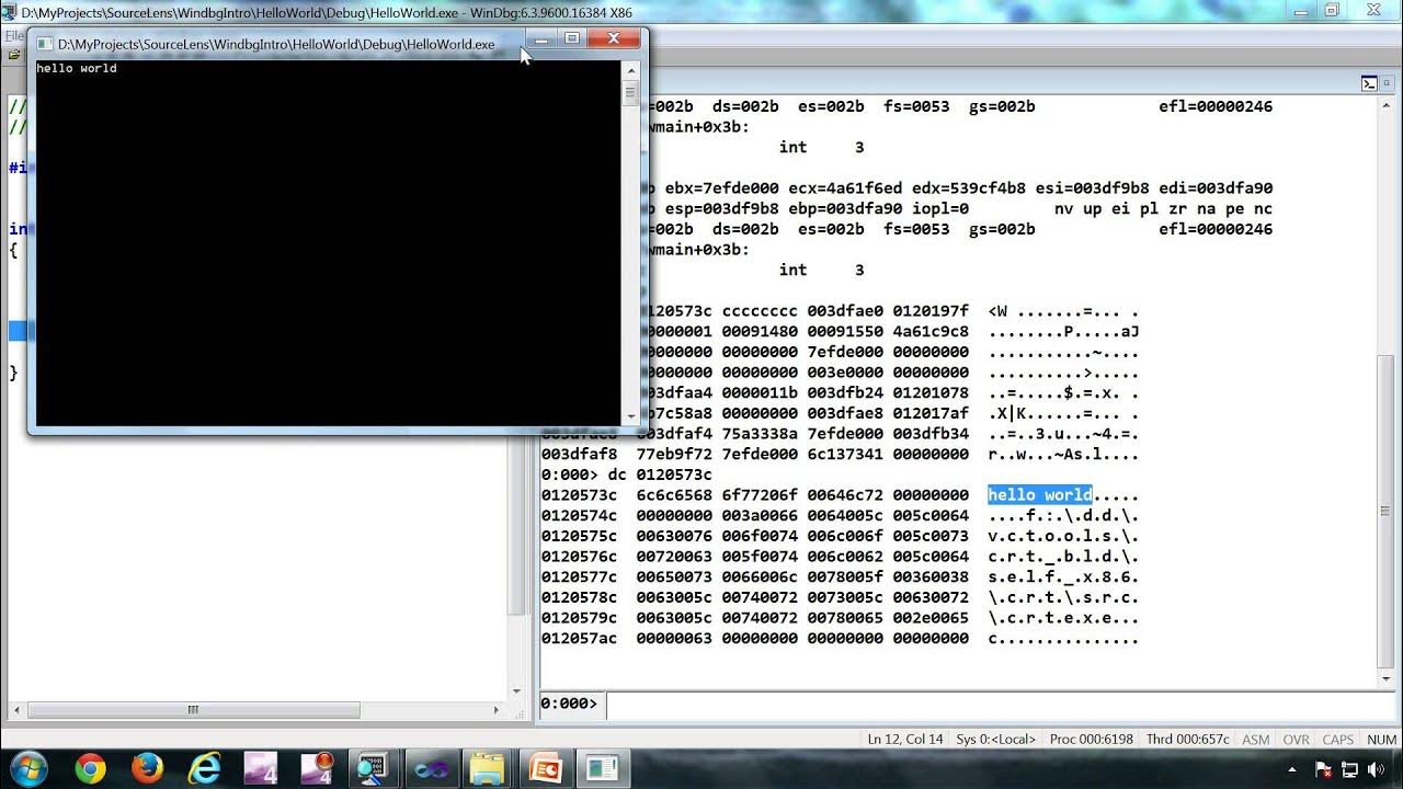 Introduction to Windbg Series 1 Part 9 - Commands r for register d for dump memory. - YouTube