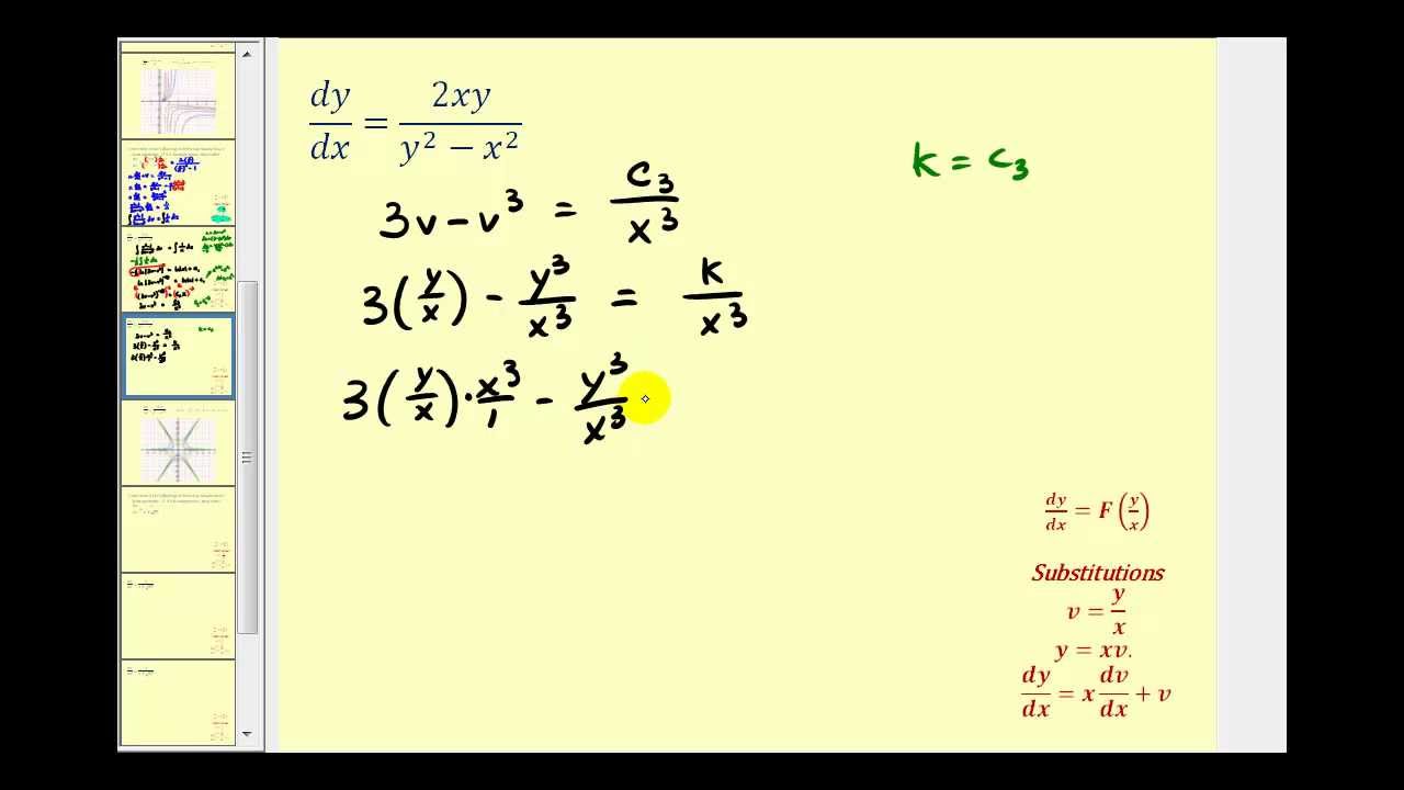 Solve A First Order Homogeneous Differential Equation Part 2 YouTube