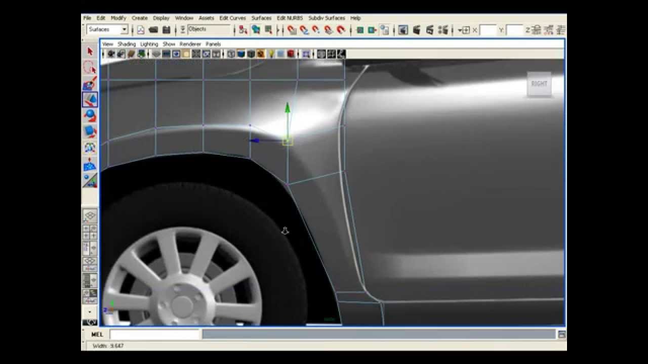 Car modeling in Maya 2009 part 2 - YouTube