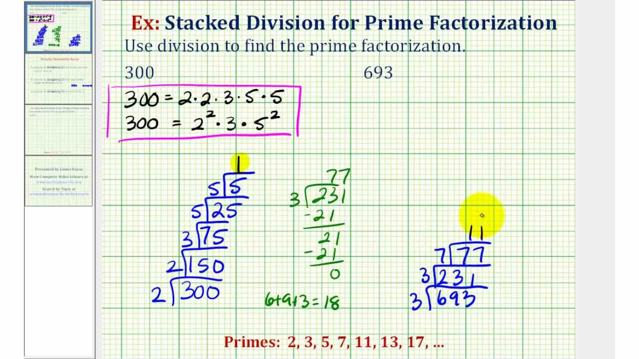 Ex 1 Prime Factorization Using Stacked Division YouTube