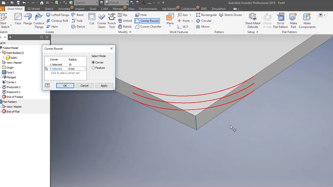 Inventor 2019 Sac Metal Modelleme Corner Round - YouTube