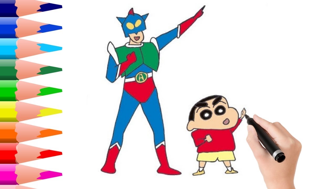 HOW TO DRAW SHINCHAN EASILY / HOW TO DRAW ACTION KAMEN / CARTOON ...