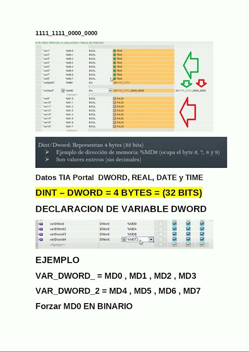 Tipos De Datos Plc Siemens Tia Portal Binario O Bool Int Dword Dint Real Date Y Time Youtube