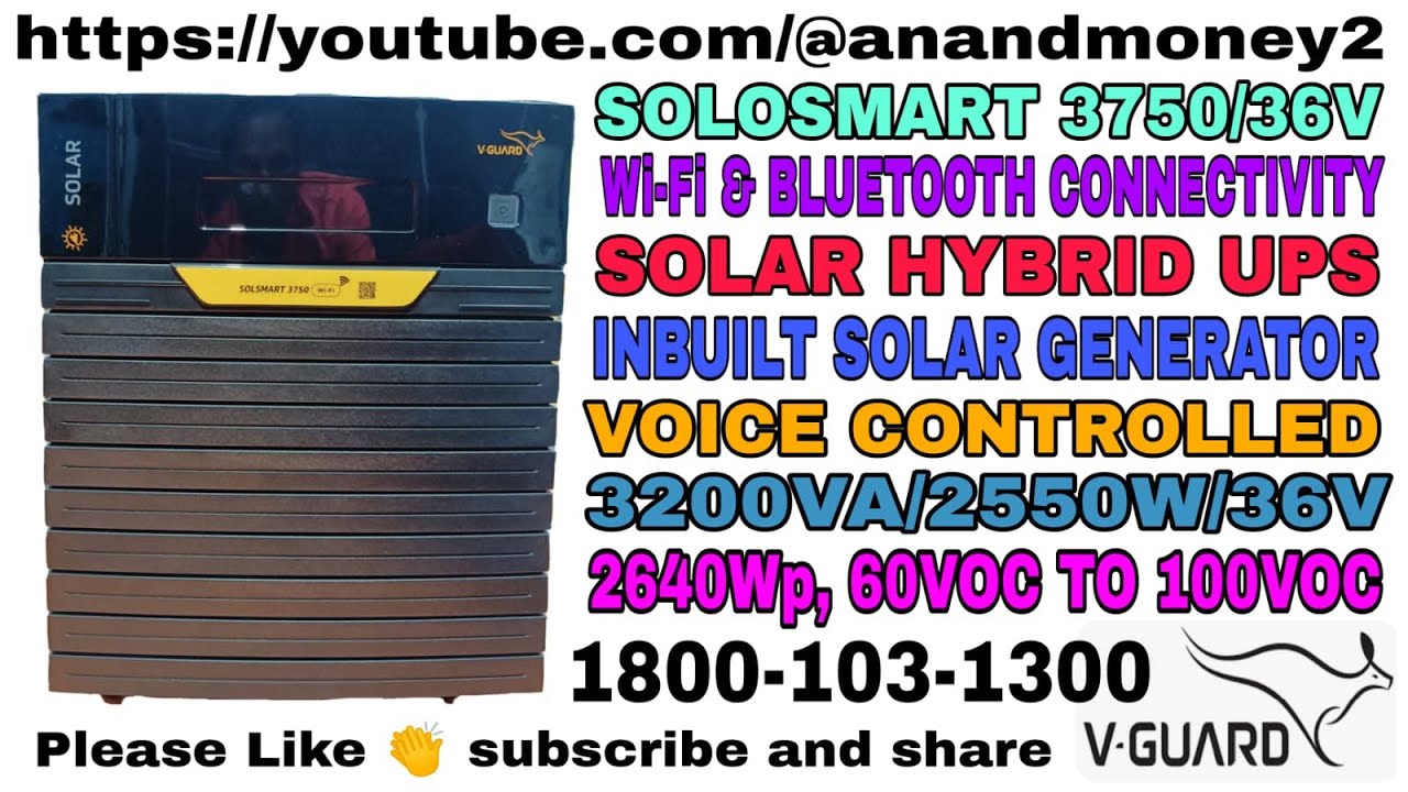 V-guard SOLSMART 3750/36V Hybrid solar Ups - YouTube