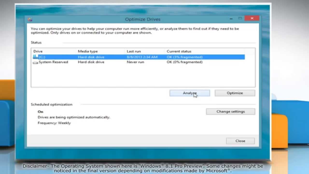 How to Use Disk Defragmenter in Windows® 8.1 Pro Preview - YouTube