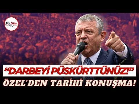 Özgür Özel’den Meclis kapısı önünde tarihi konuşma: “Darbeyi püskürttünüz!”