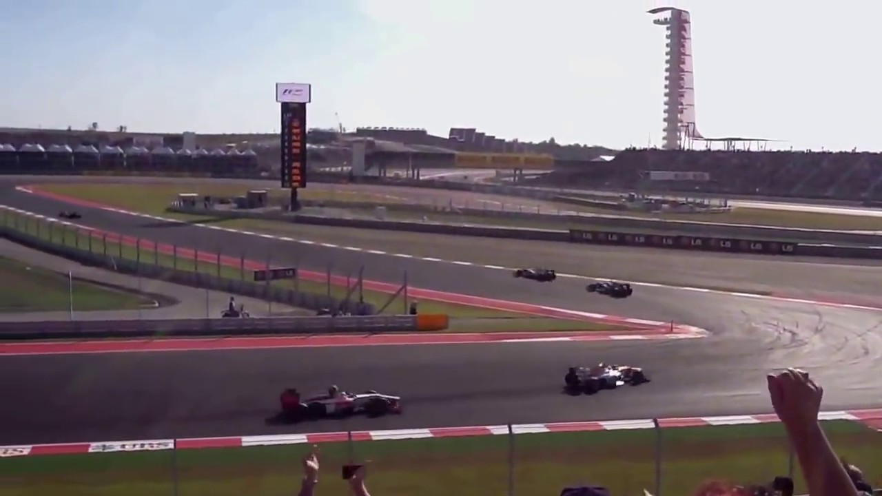 F1 Austin COTA Race Pass for Lead Turn 12 -- Hamilton overtakes Vettel ...