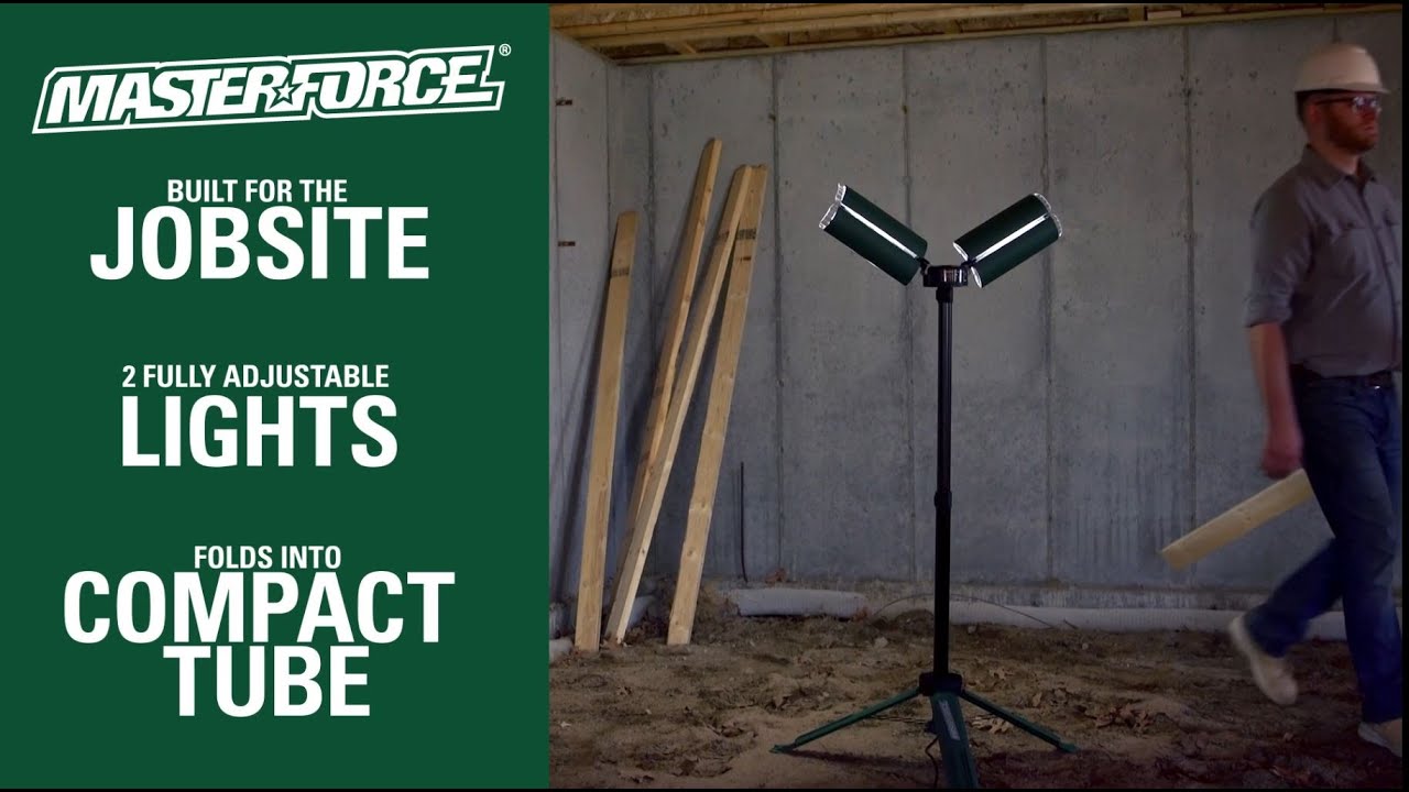 Masterforce® 6000 Lumen LED Collapsible Tripod Work Light - YouTube