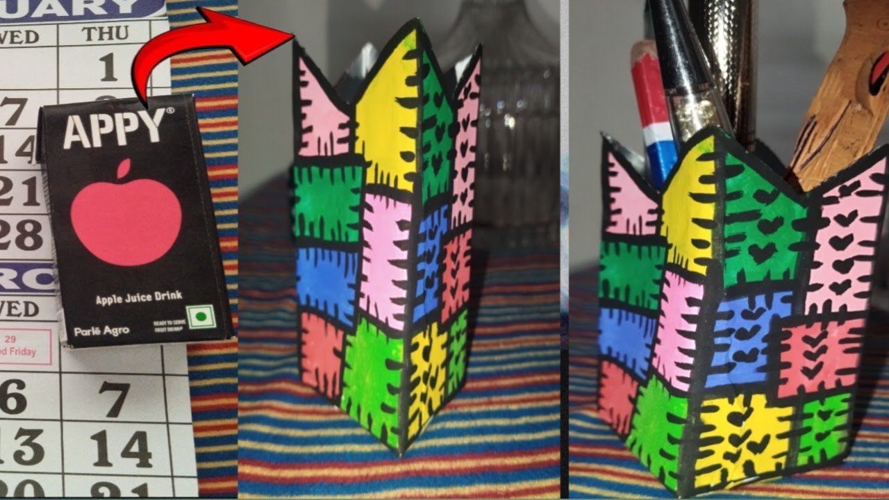 How to Make Pen Stand with Appy Fizz box🫰l Origami Pen Holder || Paper ...