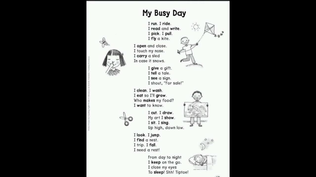 Poem / my busy day / popular nursery rhymes/ poems for kids ...