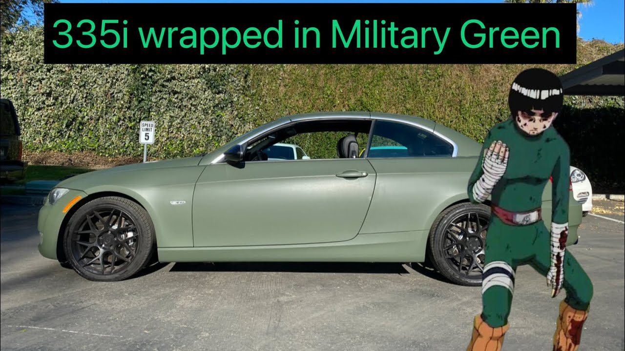 How to wrap a BMW 335i in military green - YouTube
