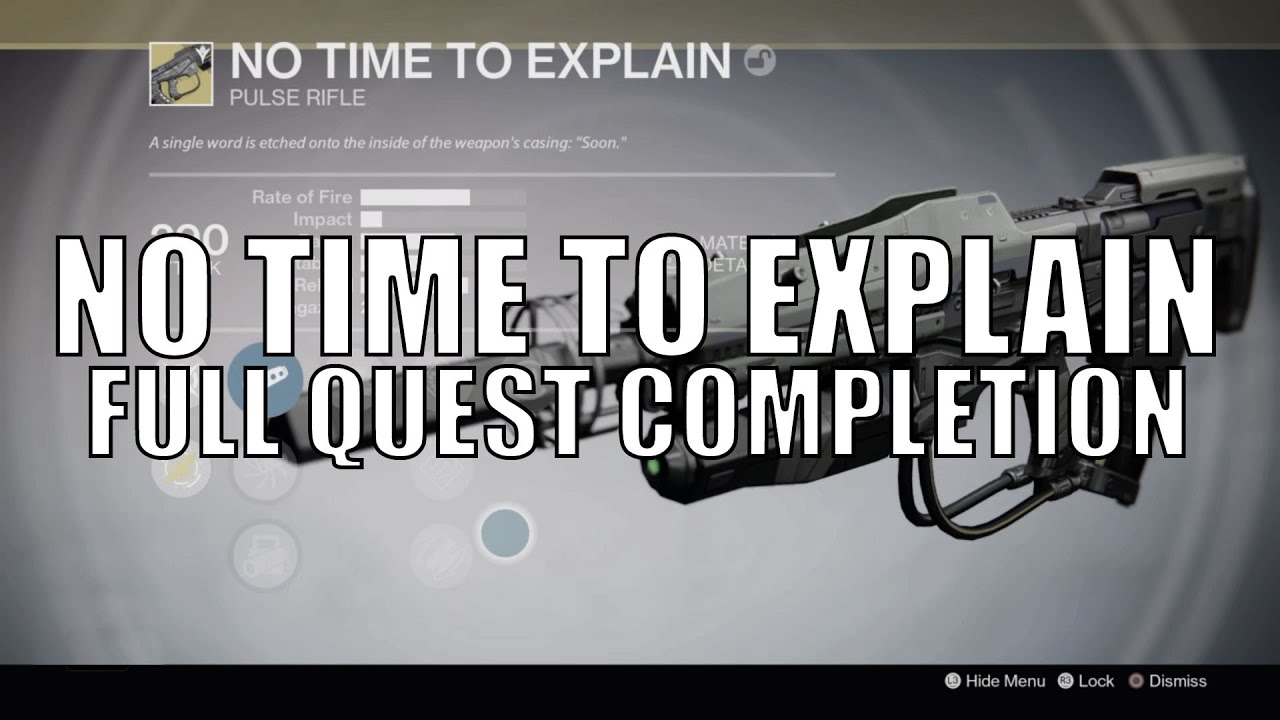 Destiny - New Exotic "No Time To Explain" Pulse Rifle - Full Quest Chain Guide - YouTube