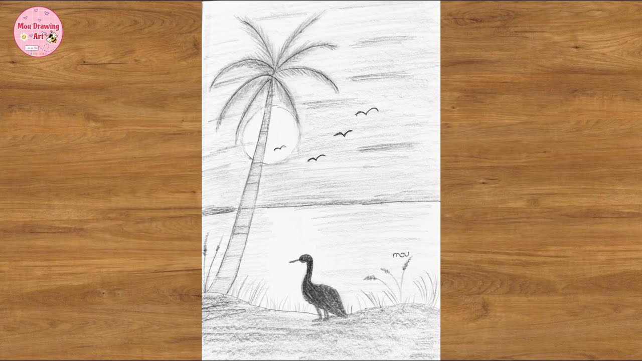 How to draw simple landscape | How to draw simple landscape for ...