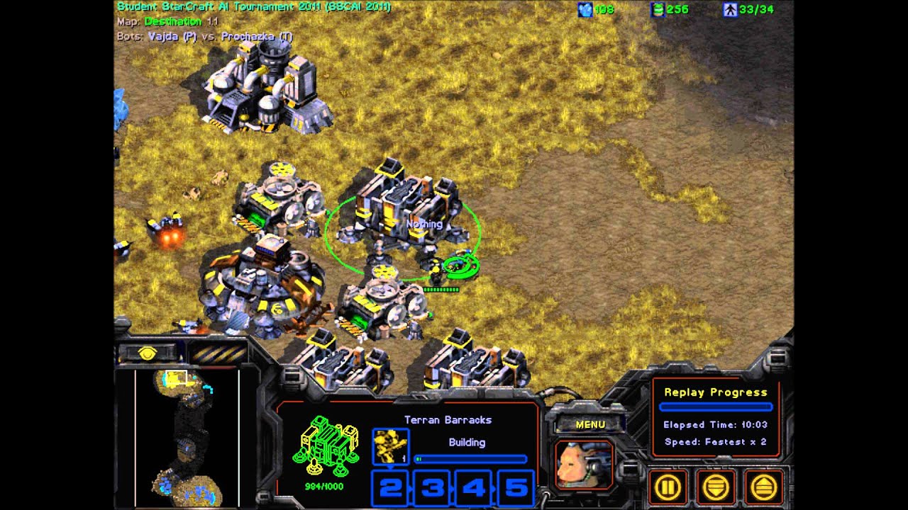 BWAPI SSCAI 2011: Vajda vs. Prochazka (PvT) (Student StarCraft AI Tournament 2011) - YouTube