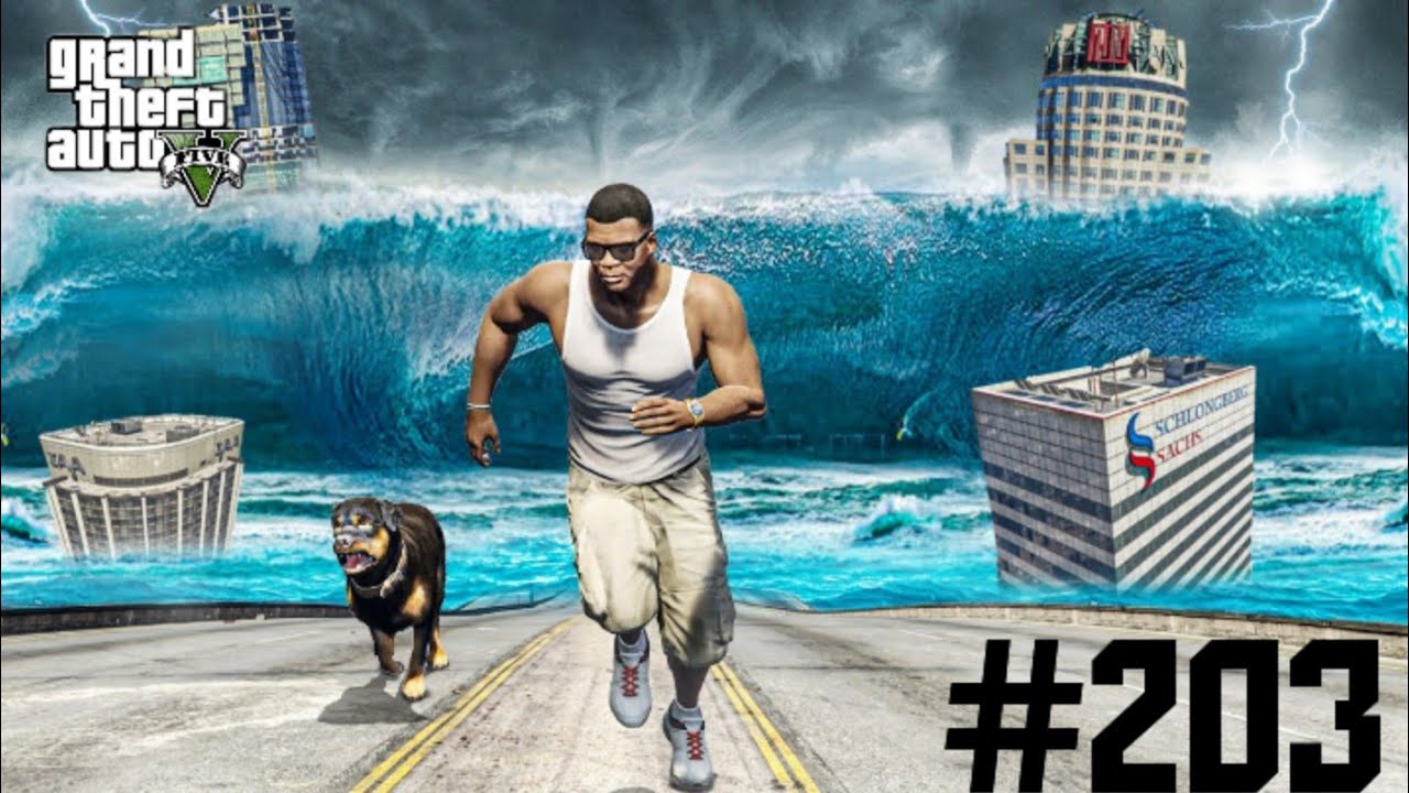 GTA 5 ; FRANKLIN MEGA TSUNAMI DESTROY LOS SANTOS & VINEWOOD GTA 5 ( NEW ...