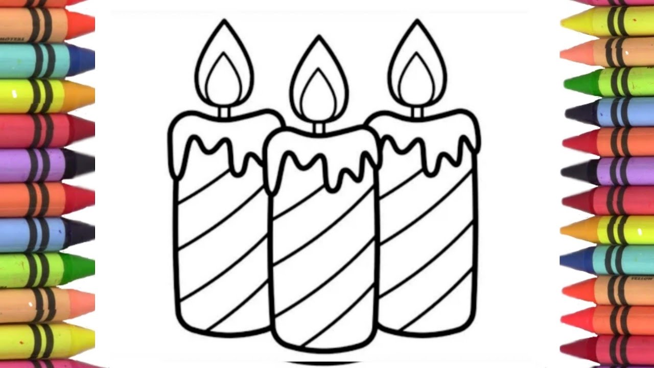Colorful Candle drawing colouring and painting for kids, birthday ...