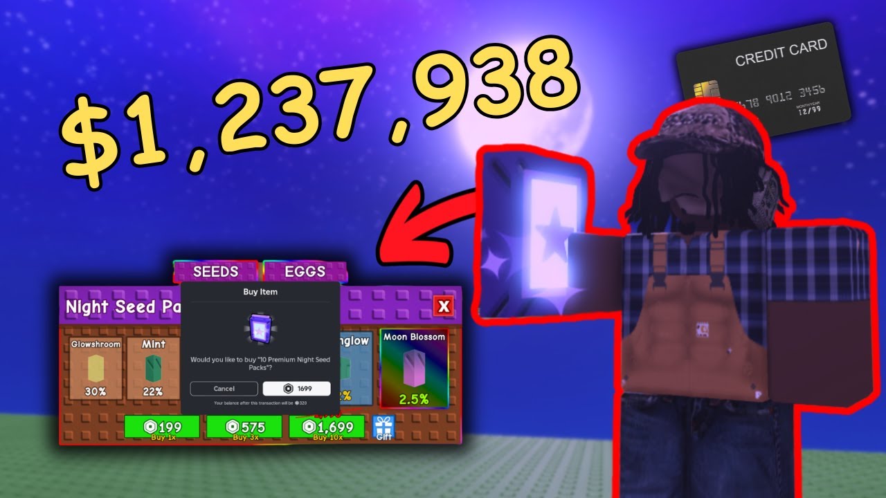 I SPENT $1,237,938 on NEW premium SEED PACKS in Grow A Garden Roblox ...