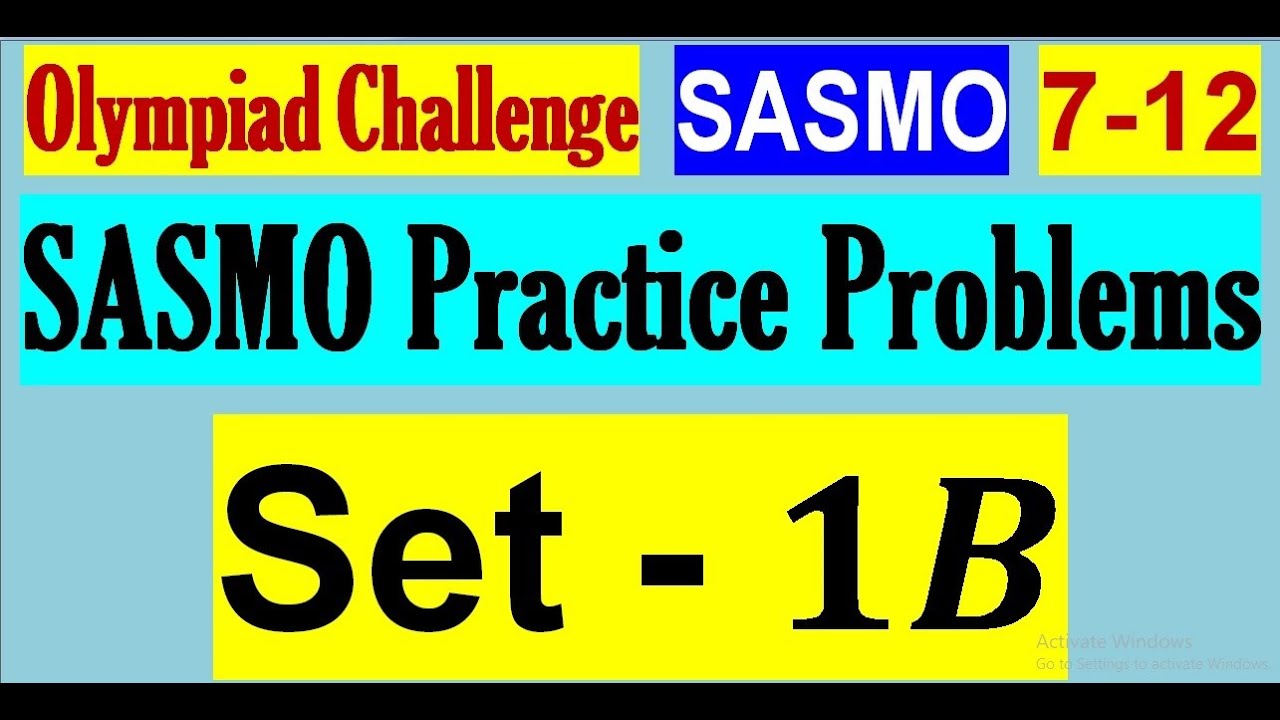 Exam SASMO - Practice Question Paper and Solutions - Set 1B - Olympiad ...