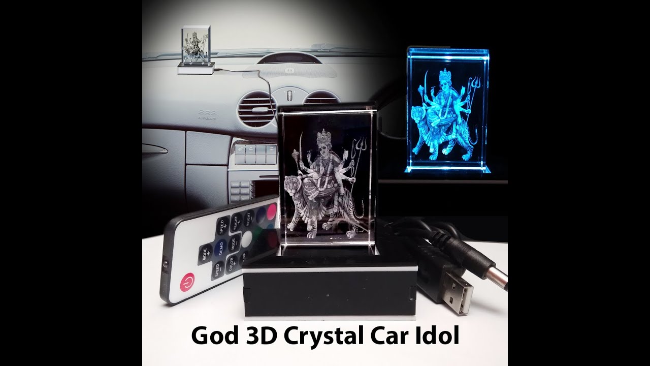 Durga mata Car Dashboard Idol 3D Crystal - YouTube