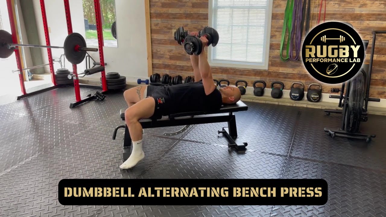 Dumbbell Alternating Bench Press - Fitness Exercise Library - YouTube