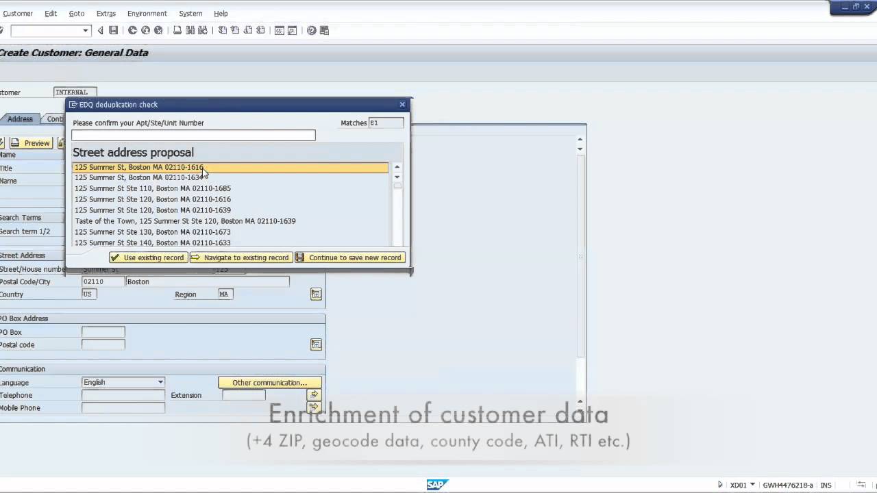 SAP ECC6 address validation and deduplication check demo - YouTube