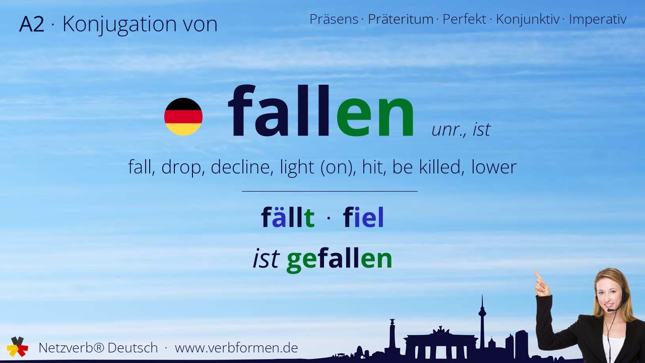 Konjugation Verb „fallen“ (unr., ist) - alle Zeitformen, Lernvideo ...