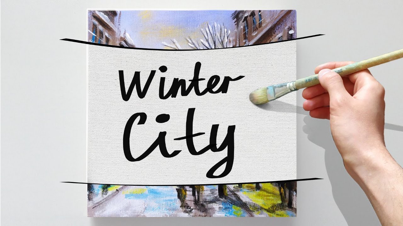 Winter painting tutorial | Acrylic painting | Winter French City - YouTube