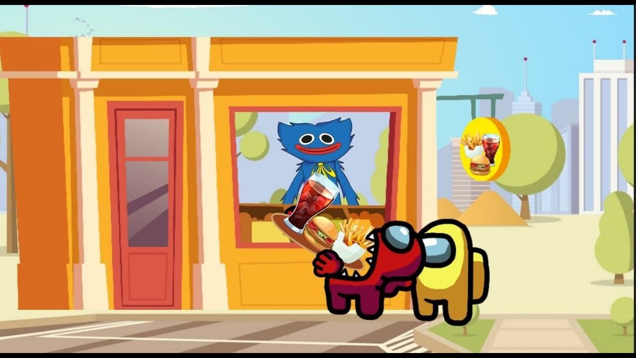 Among Us eating Fast-Food with Huggy Wuggy | Animation meme - YouTube