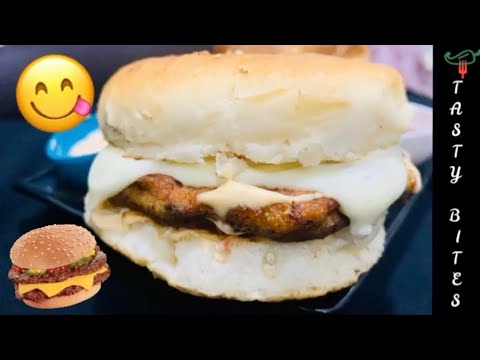 Grilled Chicken Burger || Chicken Whopper || Burger King Style ...