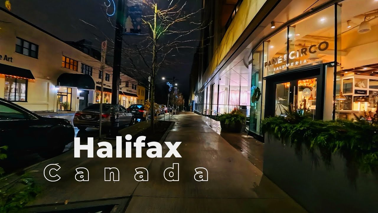 🇨🇦 Evening Walk Downtown Halifax - 4K Immersive TV , Atmospheric Street ...