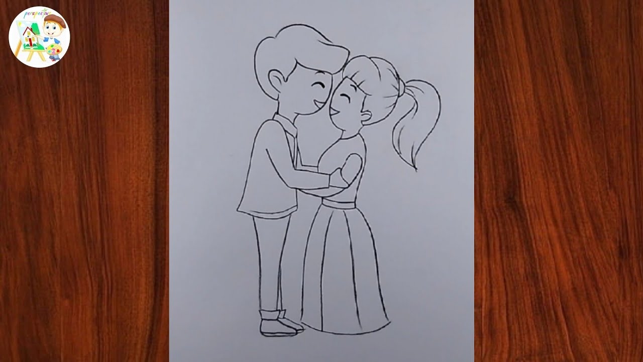 Couple drawing step by step for beginners l Couple drawing for kids ...