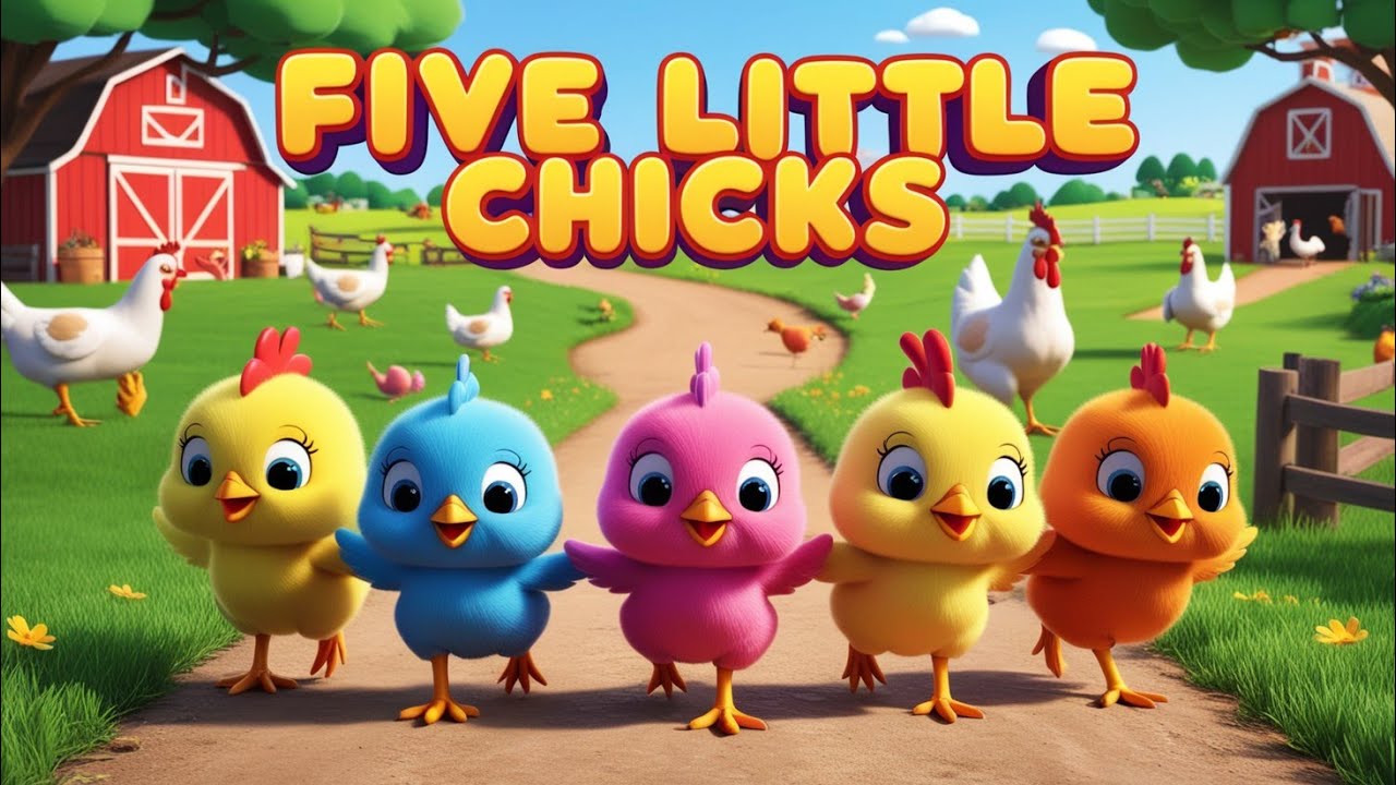 "🎶 Five Little Chicks: A Fun Nursery Rhyme Adventure for Kids! 🐣 Sing ...