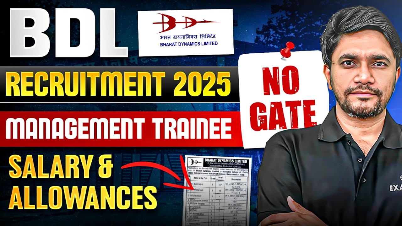 BDL Recruitment 2025 | Management Trainee | No GATE | Salary ...