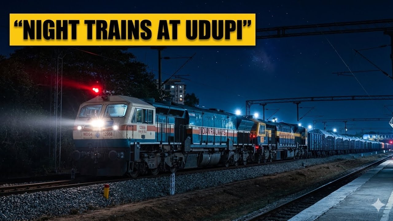 Night Train Action at Udupi Station 🚆 | Garib Rath, Panchaganga Express ...