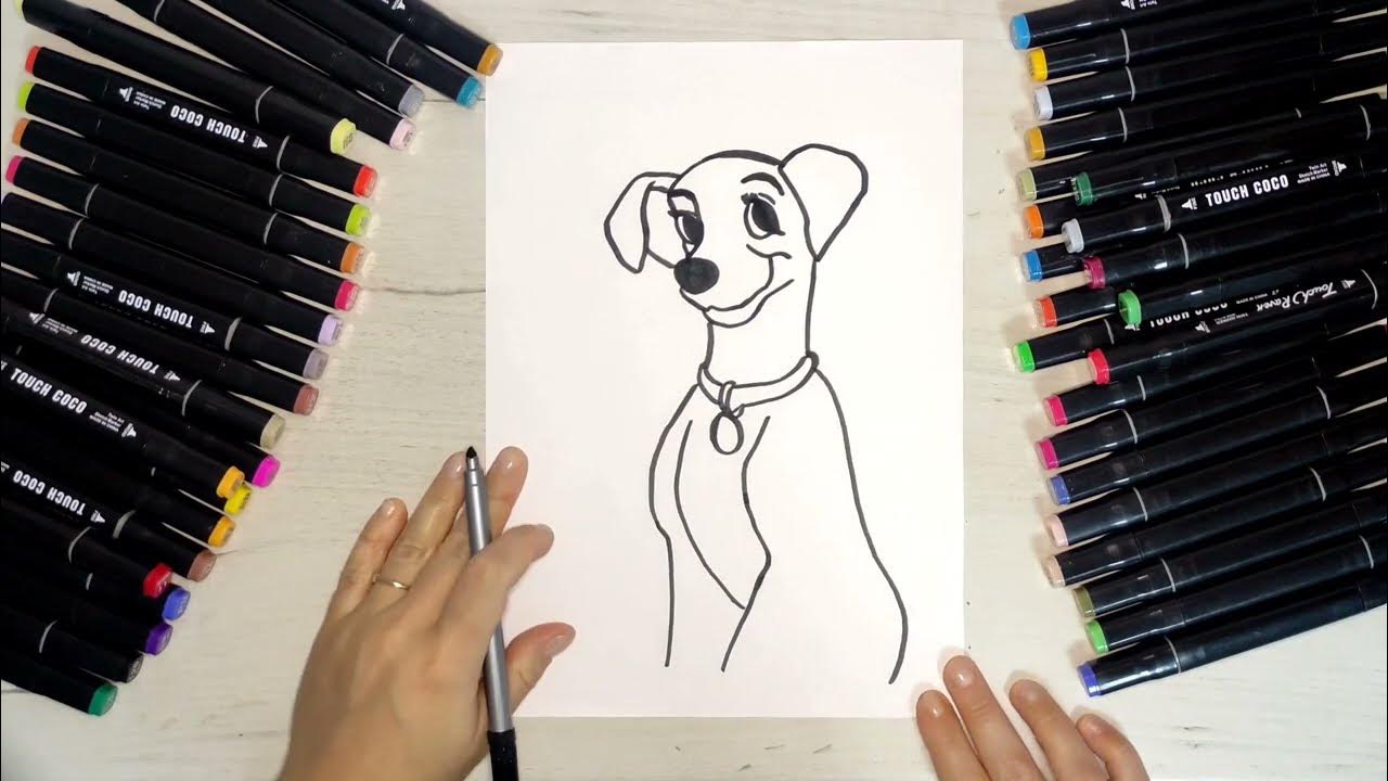 How to draw a Dalmatian dog - YouTube