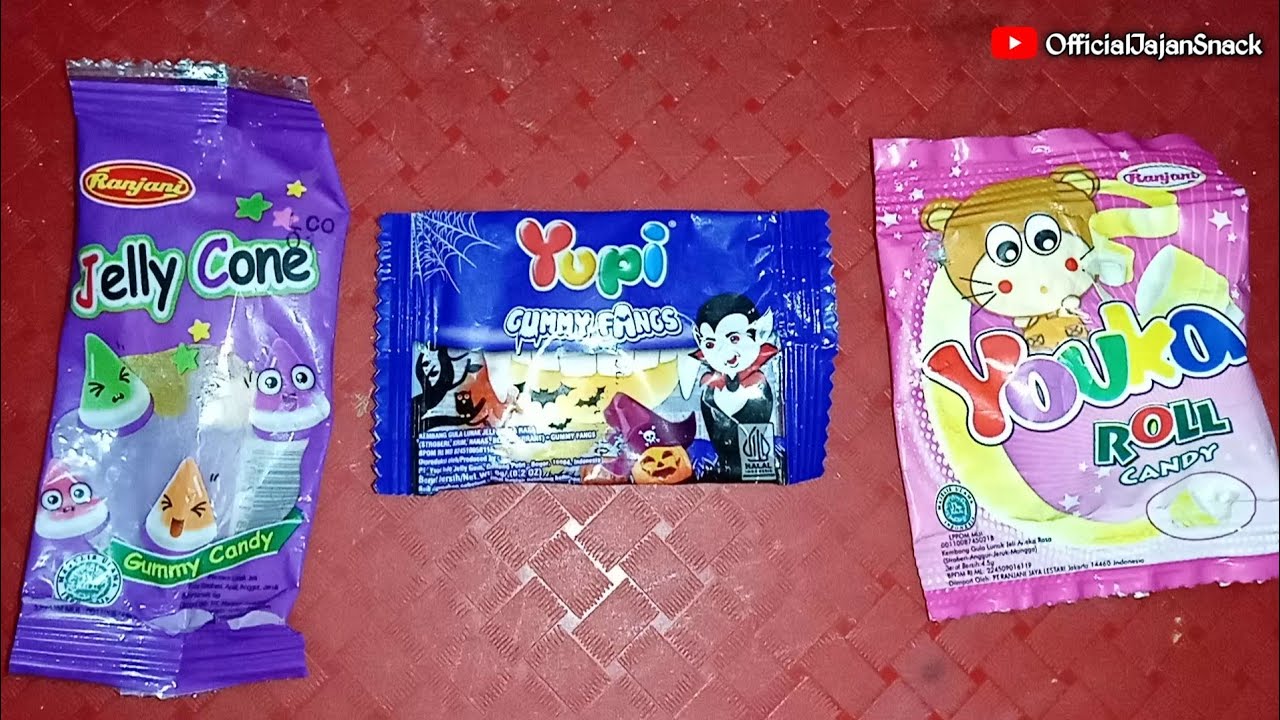 ASMR Opening Ranjani Jelly Cone Gummy Candy Purple vs Yupi Gummy Fangs ...