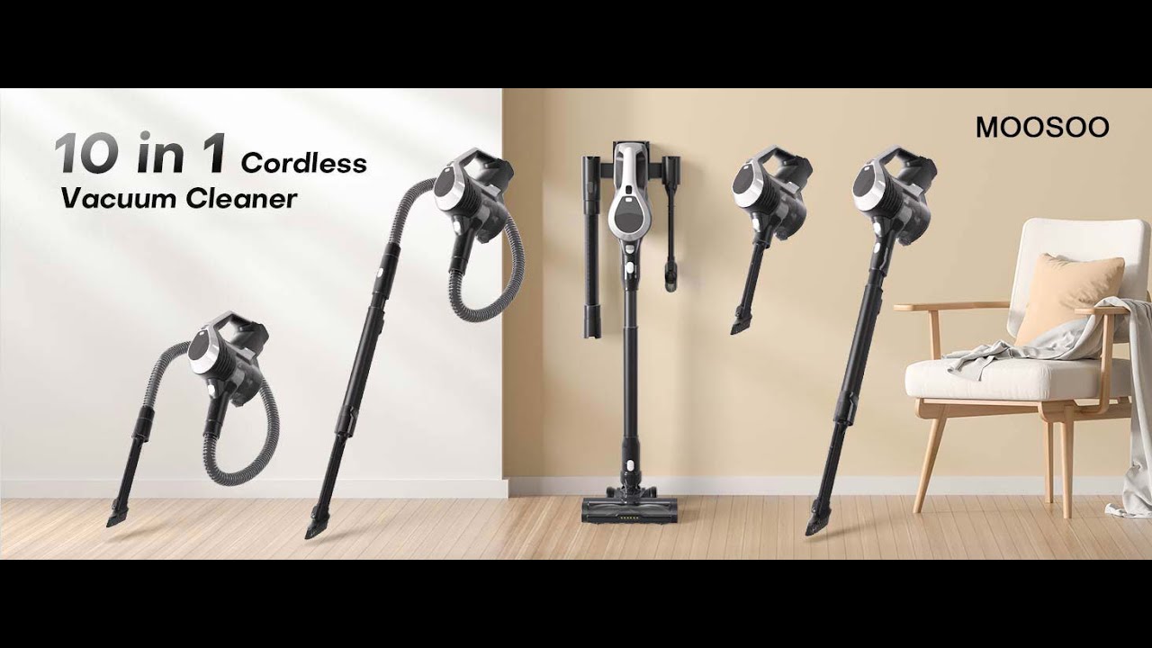 Moosoo TC1 Pro Pet Hair Vacuum with LED Display-Cordless Stick Vacuum ...