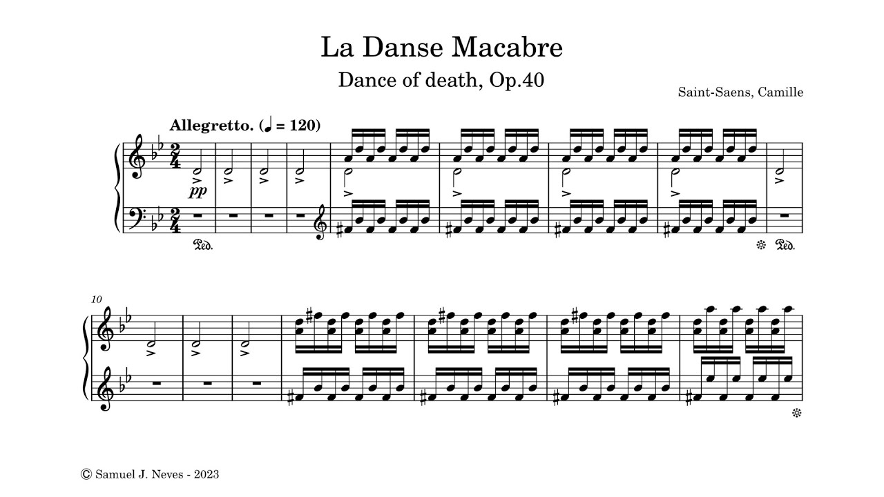 Saint Saëns - La danse macabre, death dance, op.40 | Samuel J. Neves ...