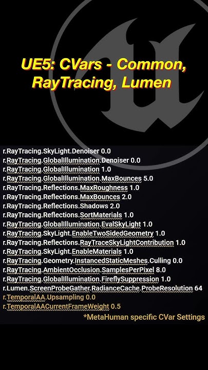 UE5 CVars - Common, Lumen #unrealengine #cg - YouTube