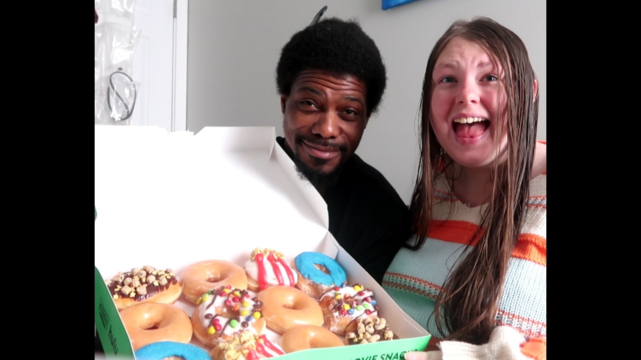 Trying Krispy Kreme Hulu Collab Movie Snack Donuts - YouTube